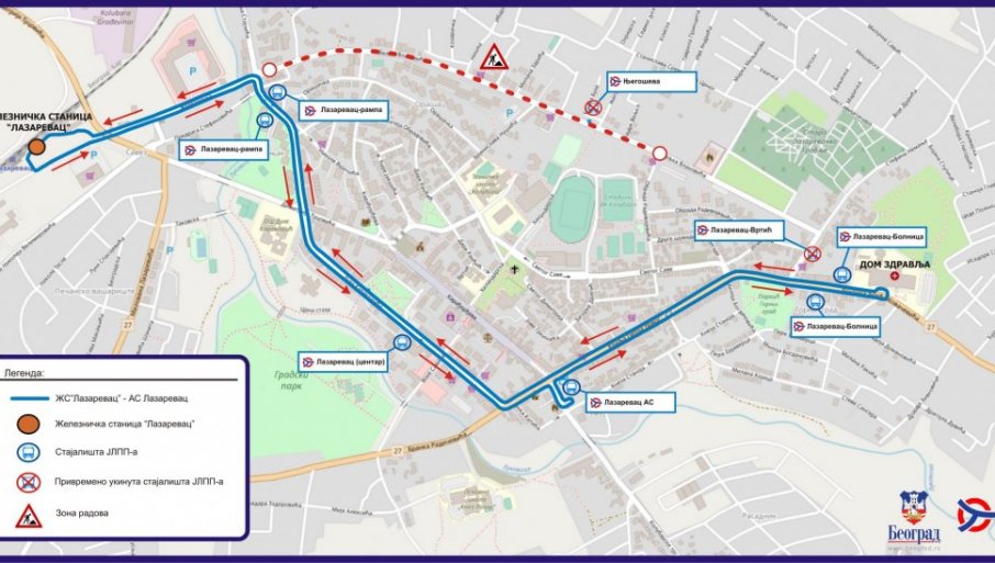 PROMENE POJEDINIH LINIJA GSP-A: U Ulici Veljka Vlahovića u Lazarevcu radovi do 25. aprila